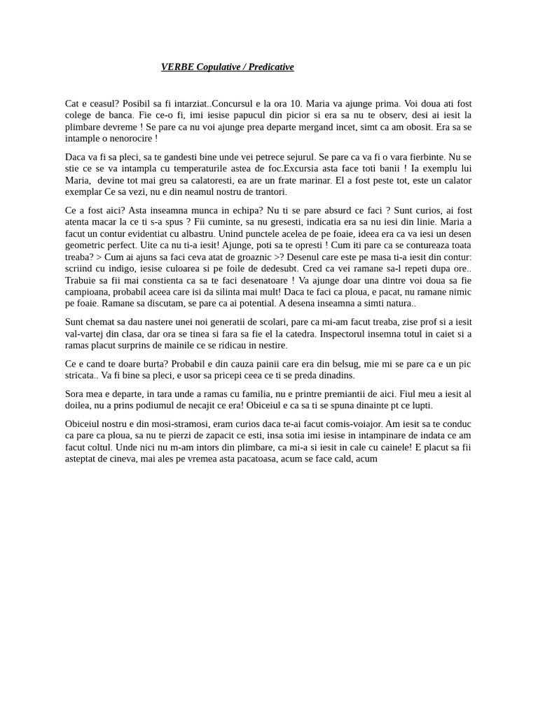 VERBE Copulative Test | PDF