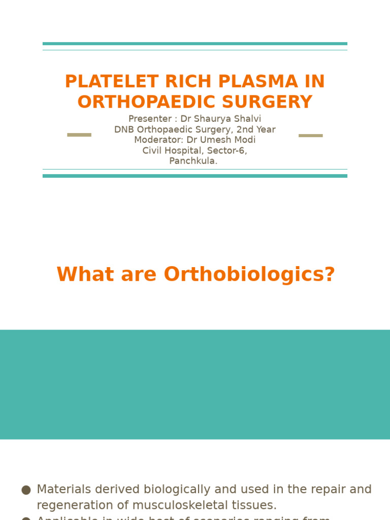 Use of PRP in Orthopaedic surgery | PDF