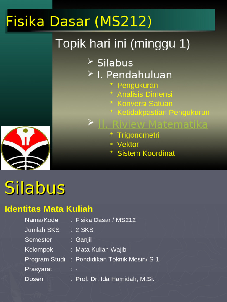 Silabi, Pengukuran Besaran Satuan Dan Vektor | PDF