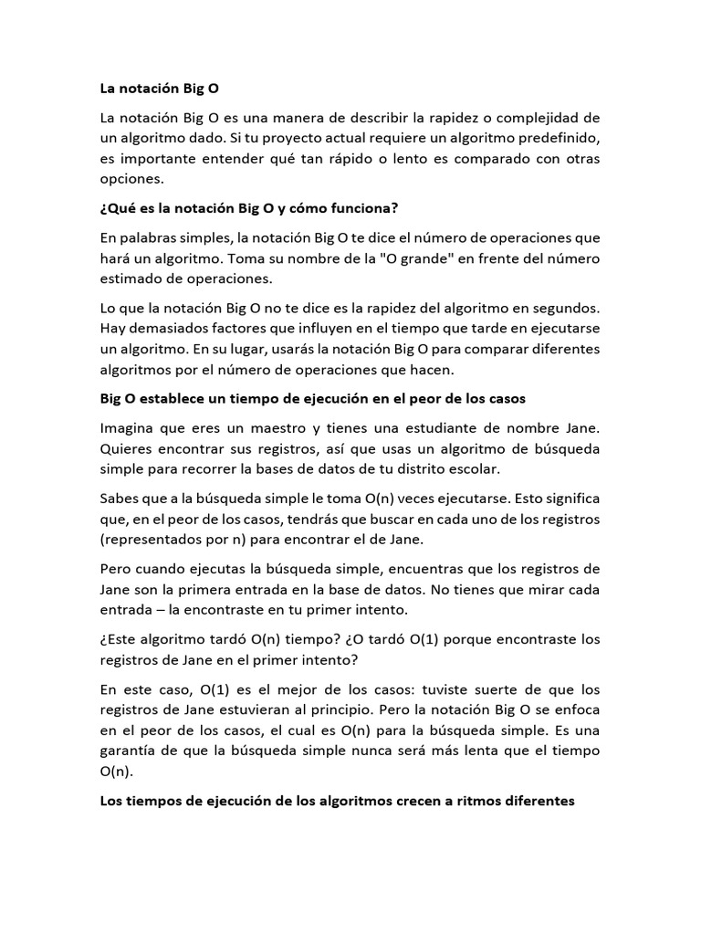 La Notación Big O | PDF