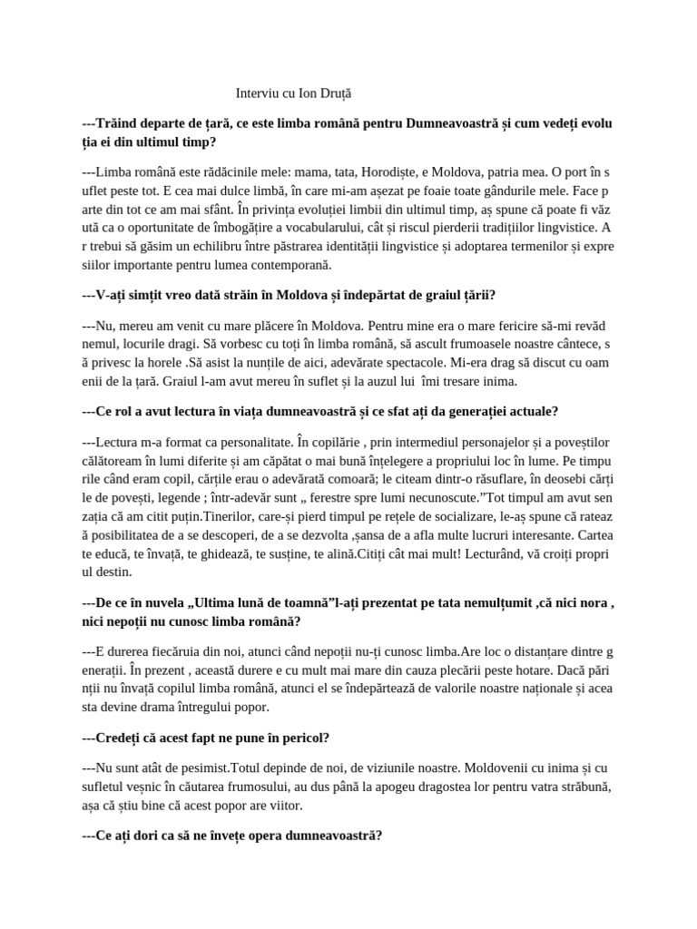 Interviu Cu Ion Druță | PDF