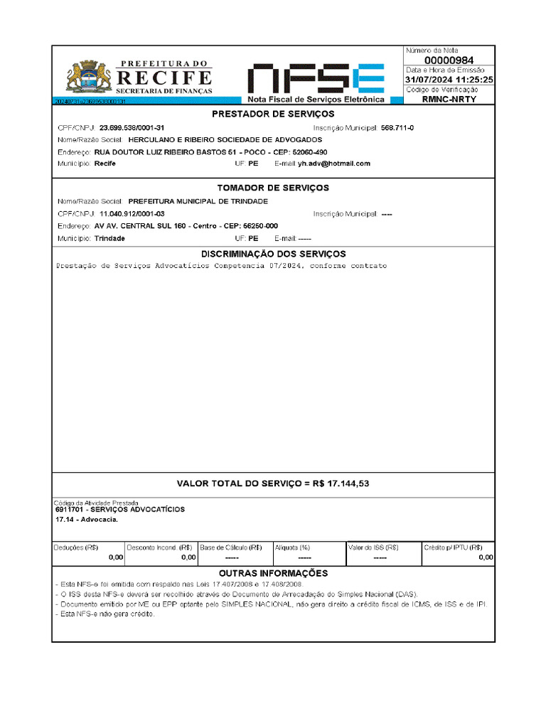 NFSe 00000984 05687110 | PDF