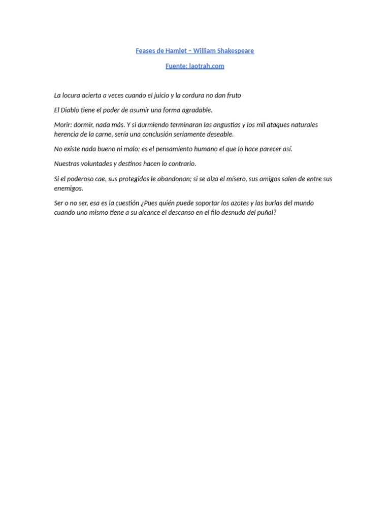 Frases de Hamlet | PDF