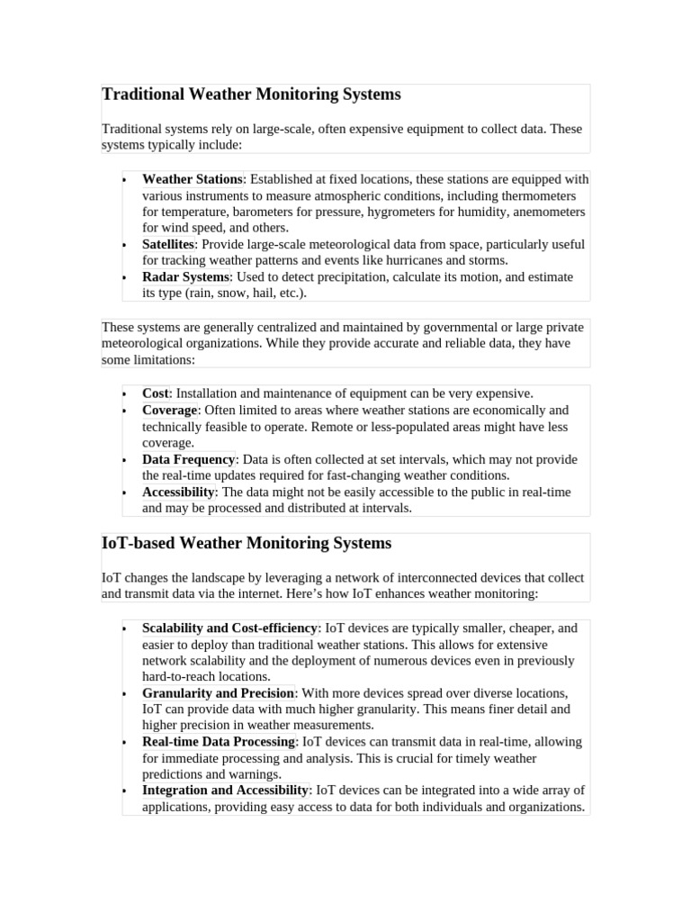 Traditional Weather Monitoring Systems | PDF