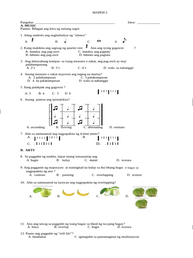 PT - Mapeh 2 - Q1 | PDF