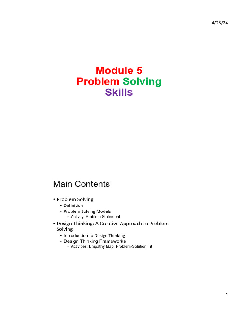 2024 - Module 5 Problem Solving - Handout | PDF