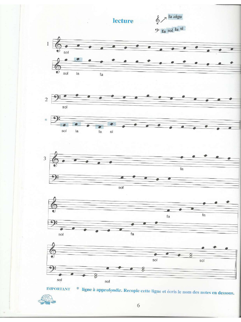 Méthode solfège débutant exercice double portée 2 | PDF