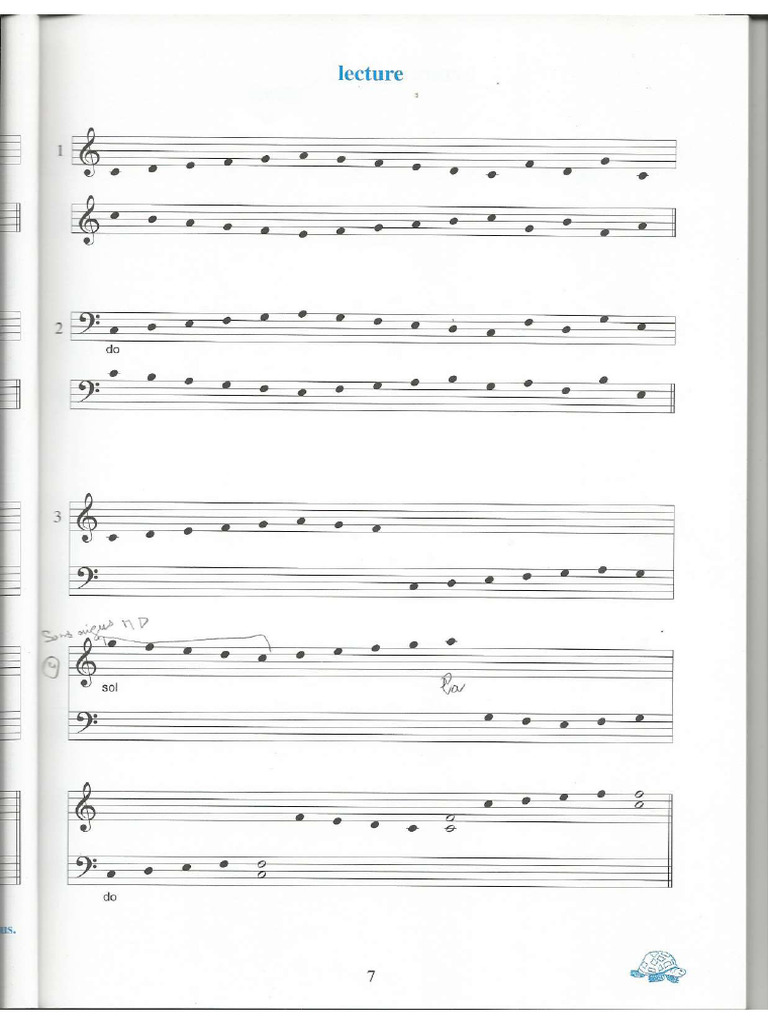Méthode solfège débutant exercice double portée 3 | PDF