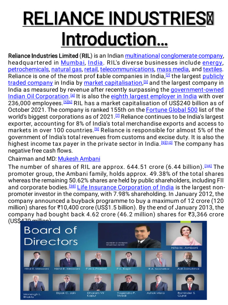 Reliance Industries | PDF