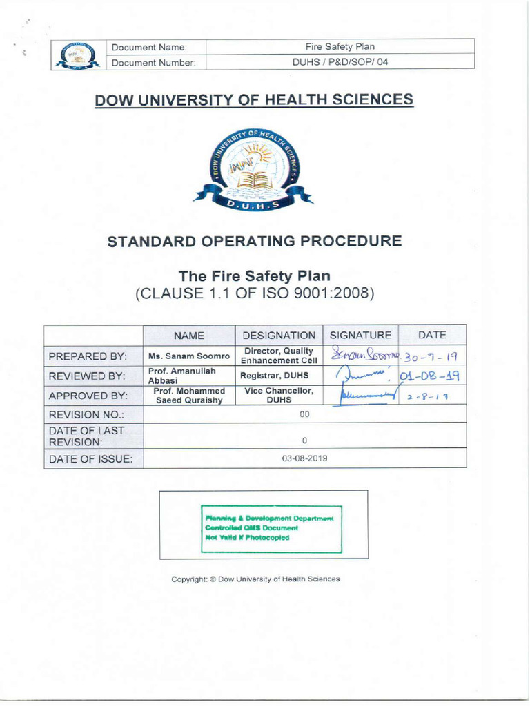 Policy For Fire Safety Plan 20200811 1 | PDF