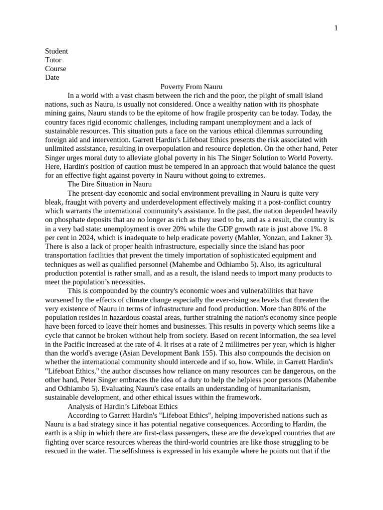 Poverty From Nauru Final D1.edited | PDF