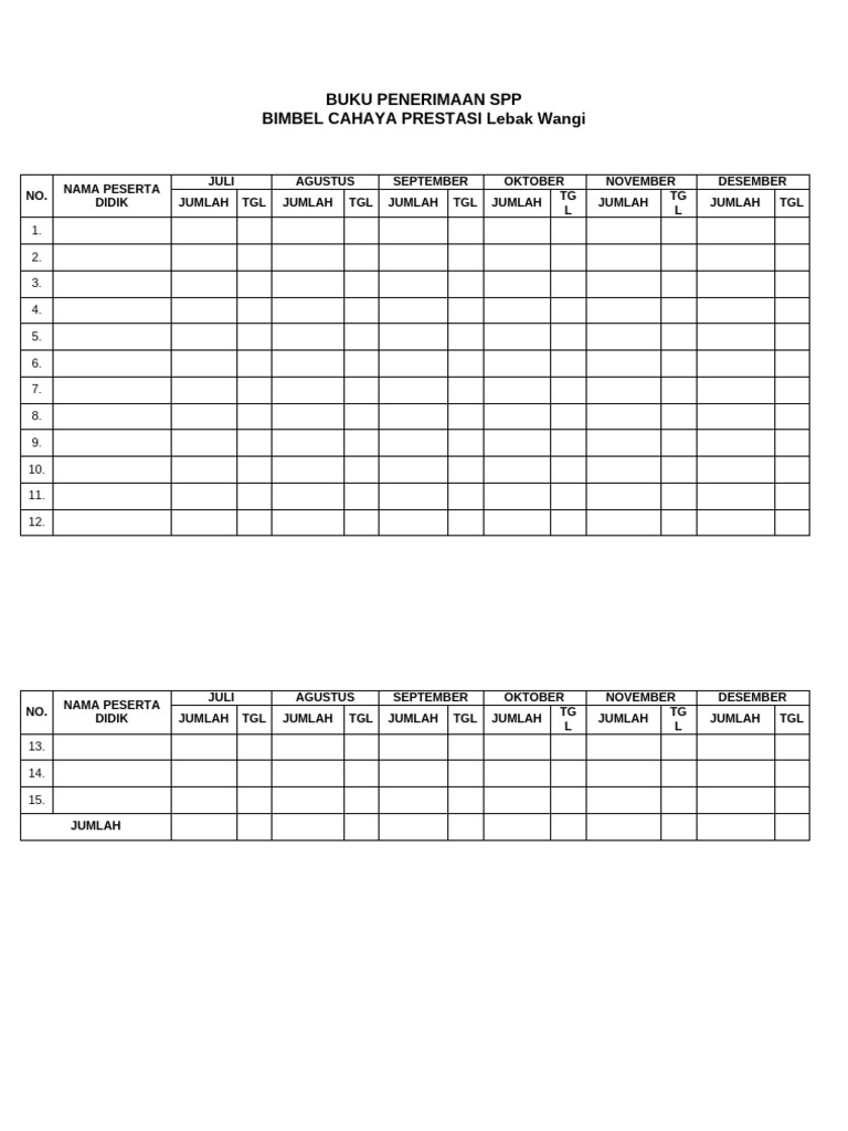 Buku Penerimaan SPP | PDF