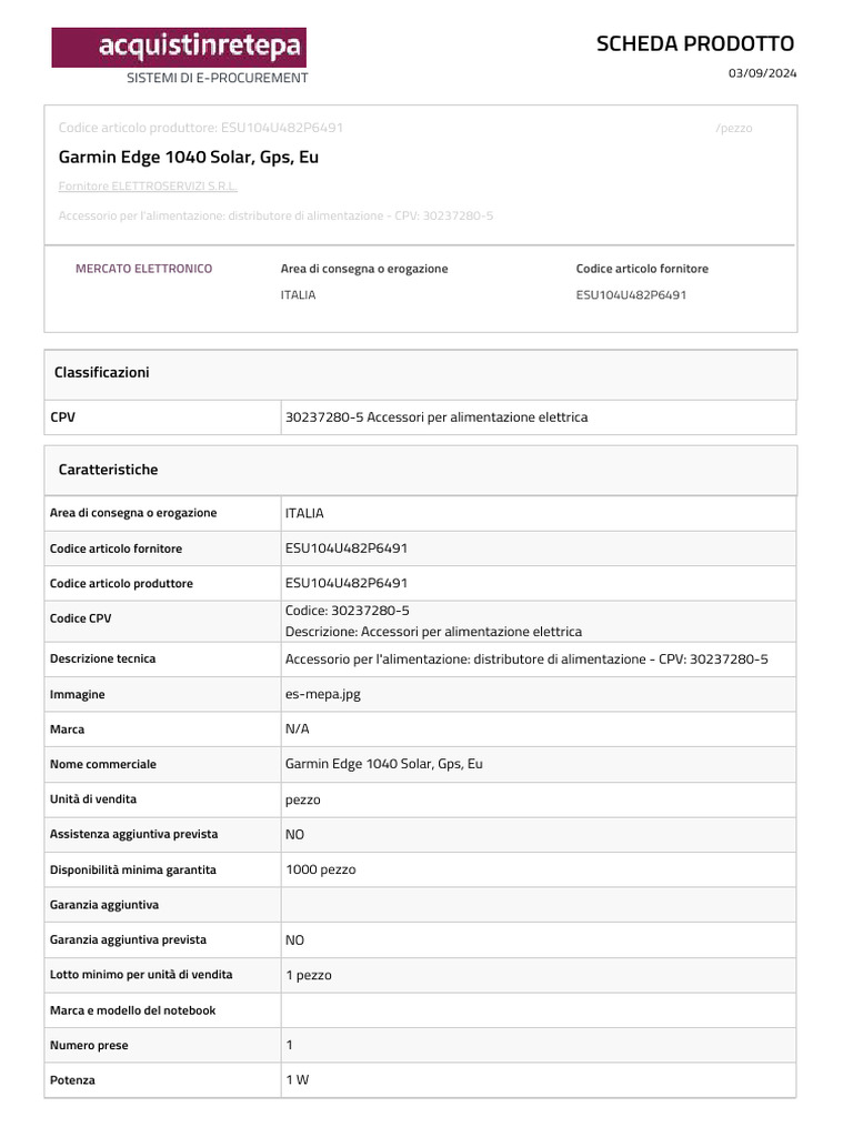 Scheda Prodotto | PDF