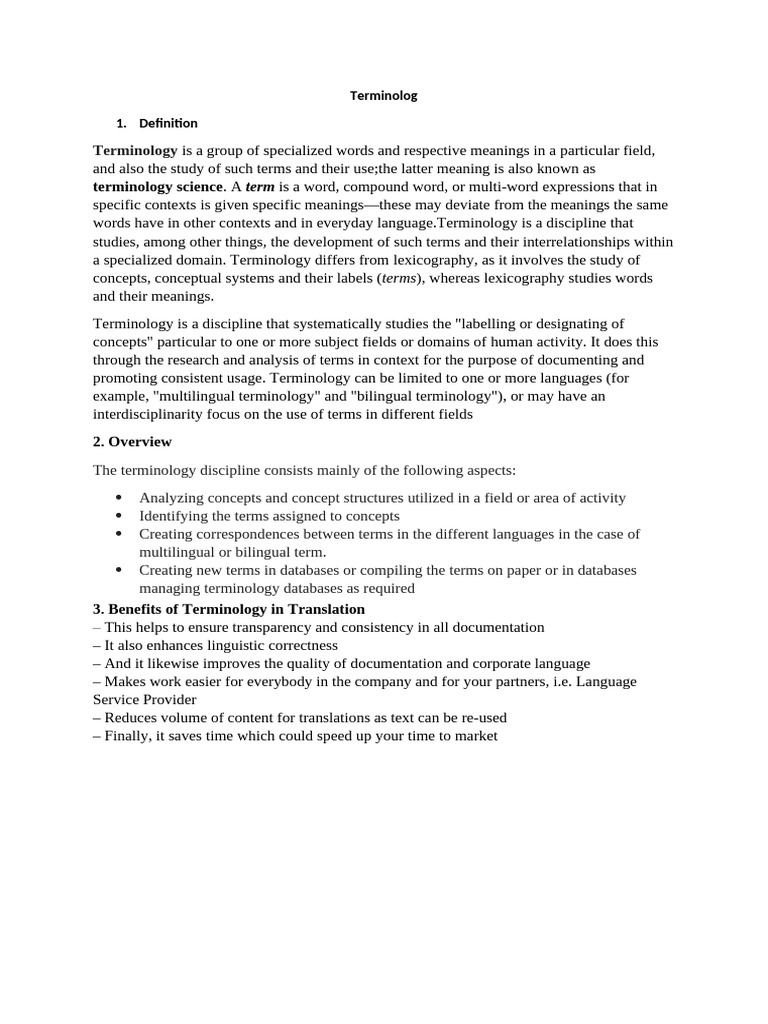 Terminology 1 | PDF
