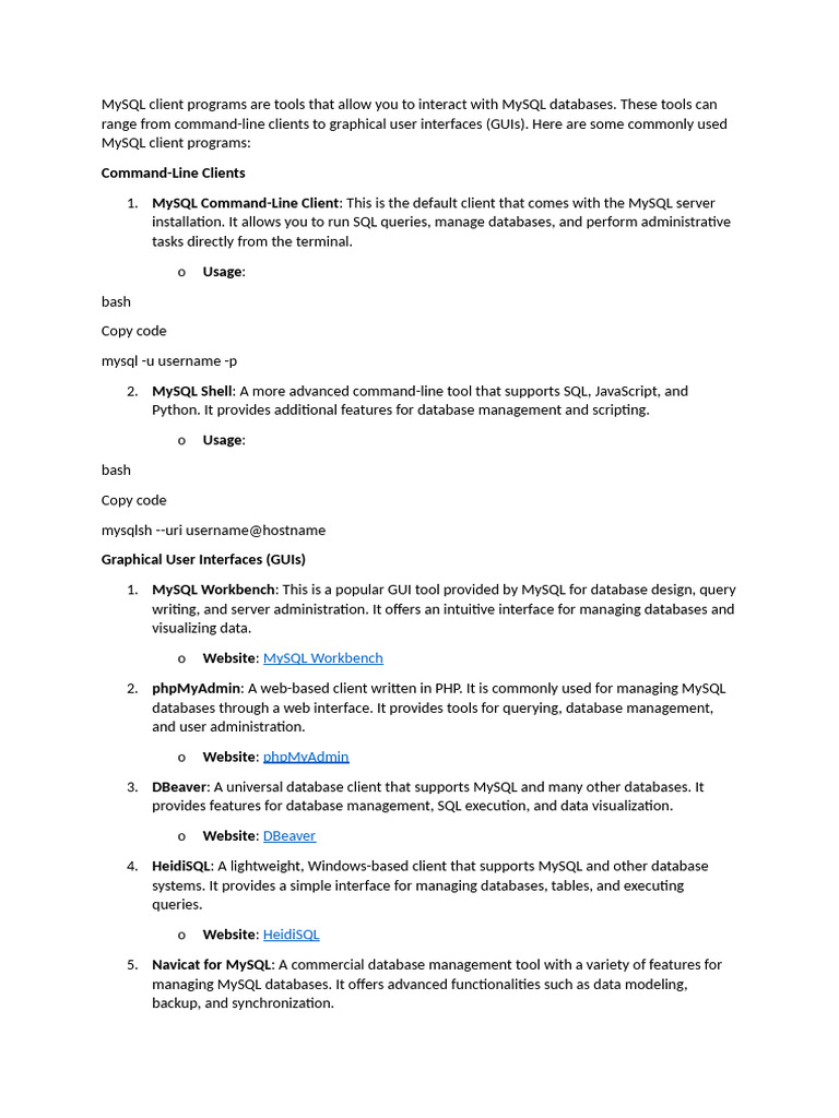 Command-Line Clients Mysql Command-Line Client | PDF