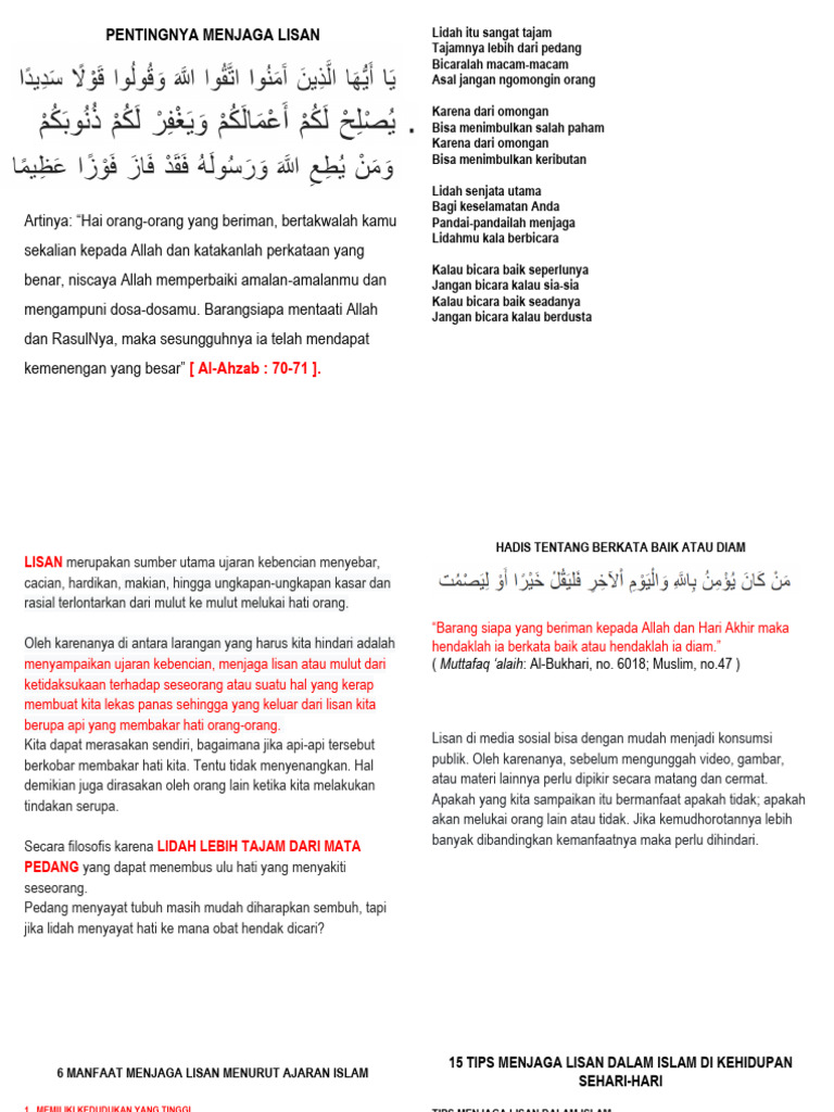 Pentingnya Menjaga Lisan | PDF