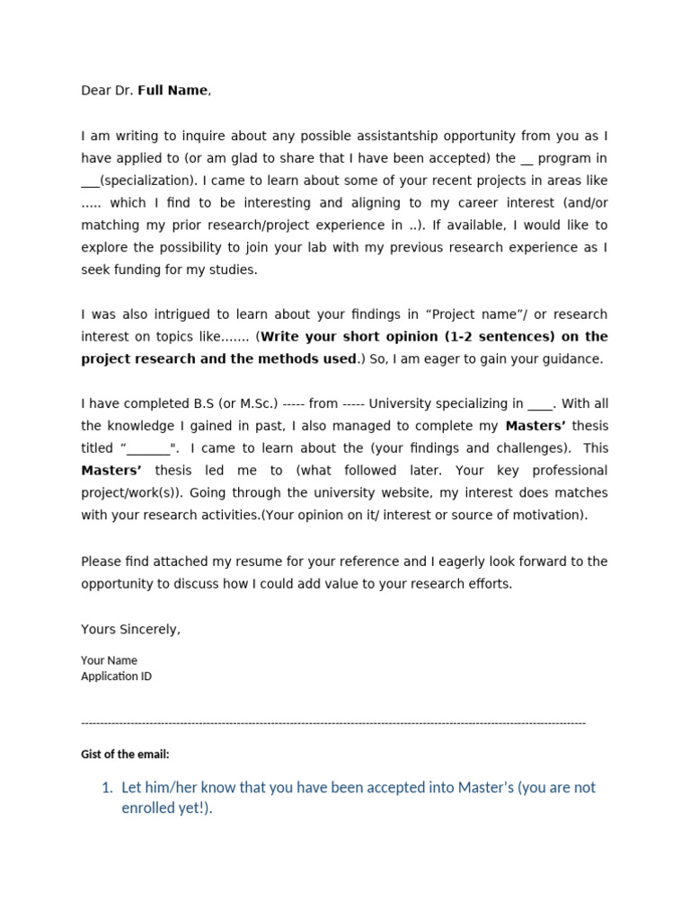 Professor Approach Letter - Guide | PDF