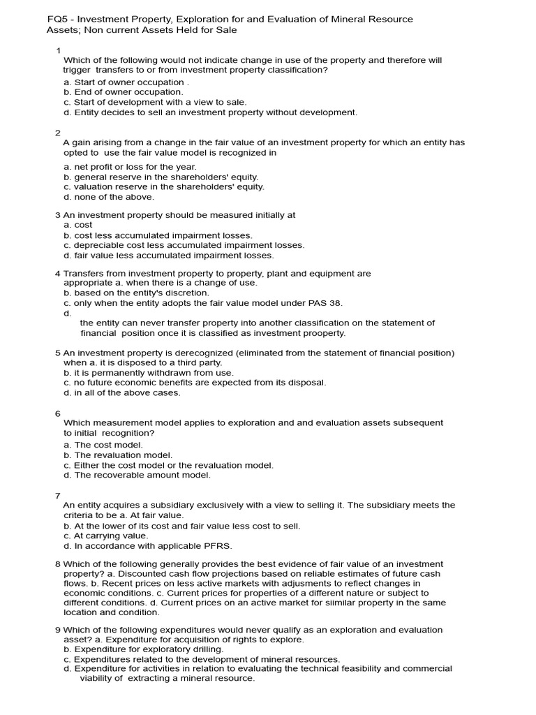 FQ5 - Investment Property, Exploration For and Evaluation of Mineral ...