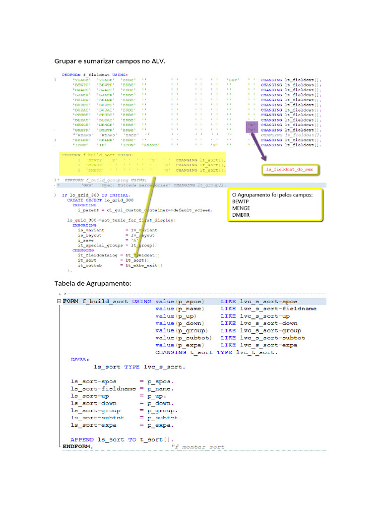 CL_GUI_ALV_GRID - Agrupamento de Campos + Sumarização | PDF