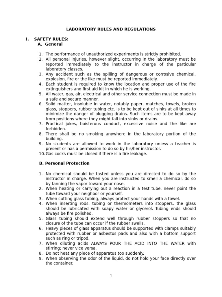 Laboratory Rules | PDF