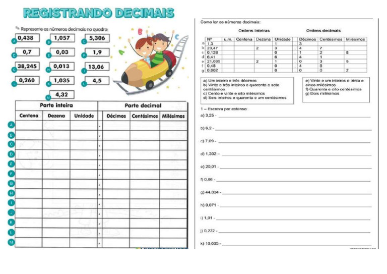 Decimais Leitura e Escrita | PDF
