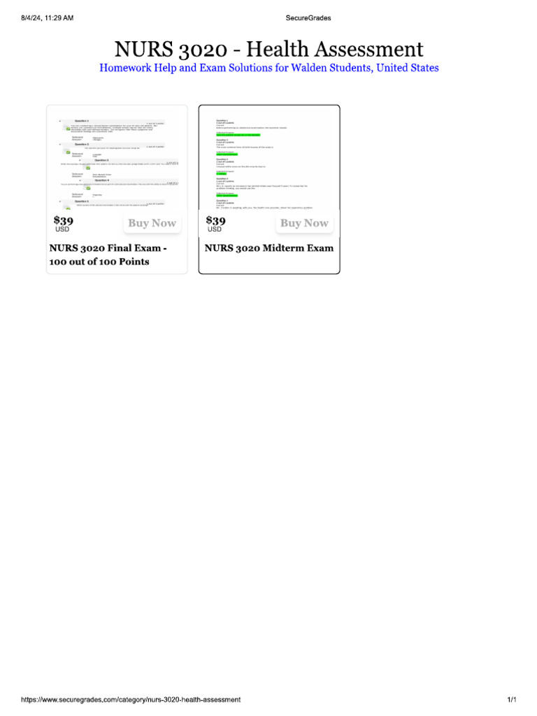 NURS 3020 - Health Assessment | PDF