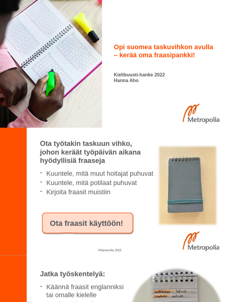 Taskuvihkon Malli Hoitoala | PDF