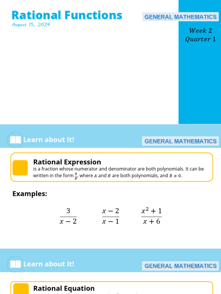 W2Q1 Rational Functions | PDF