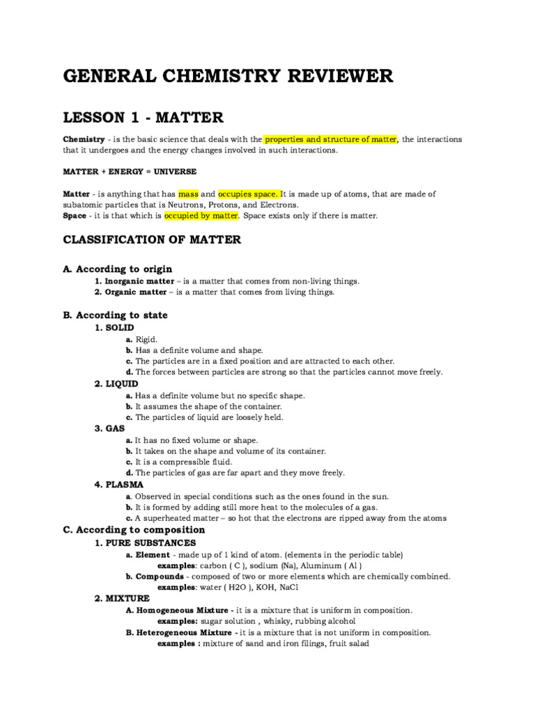 General Chemistry Reviewer | PDF