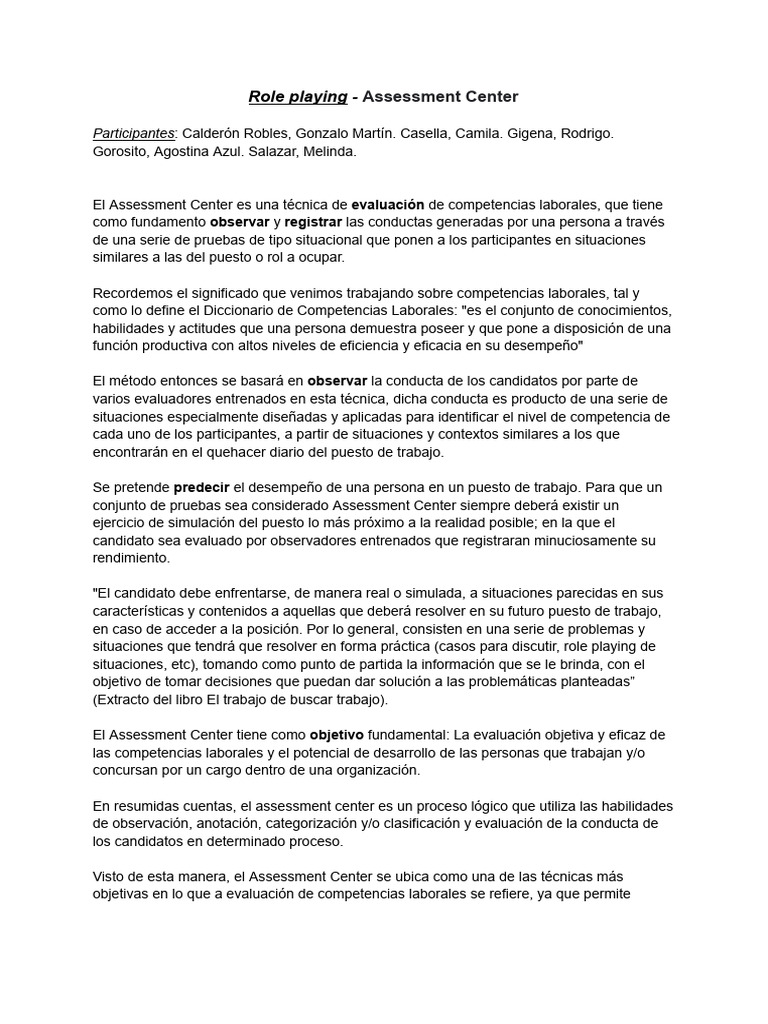 Assessment Center | PDF