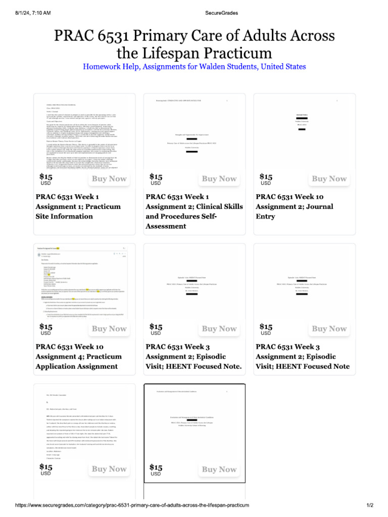 PRAC 6531 Primary Care of Adults Across The Lifespan Practicum | PDF