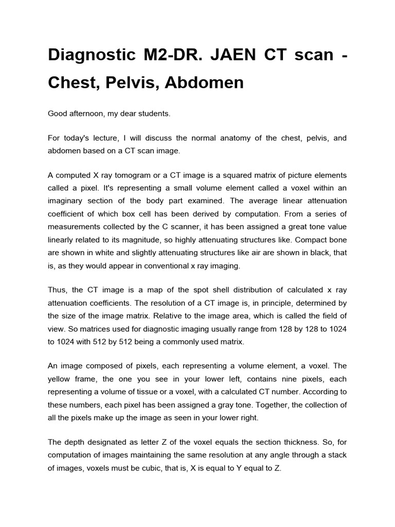 Diagnostic M2-CT scan - Chest, Pelvis, Abdomen 2 | PDF