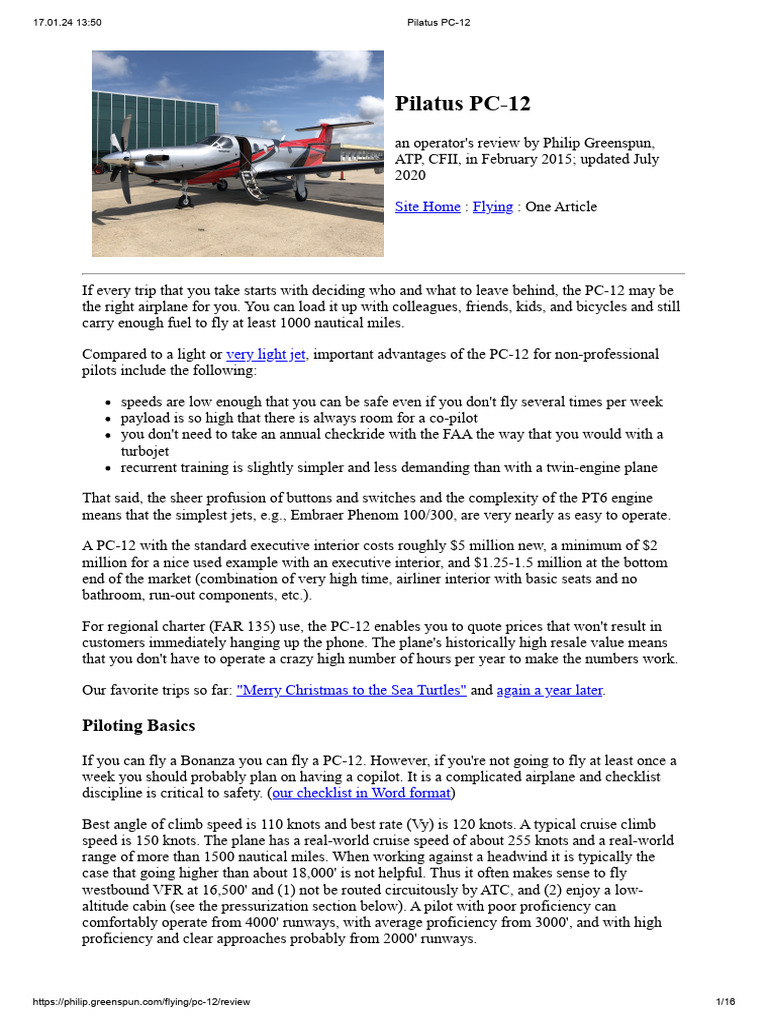 Pilatus PC-12 | PDF