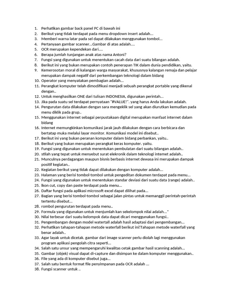 Kisi-Kisi Pat Tik X | PDF