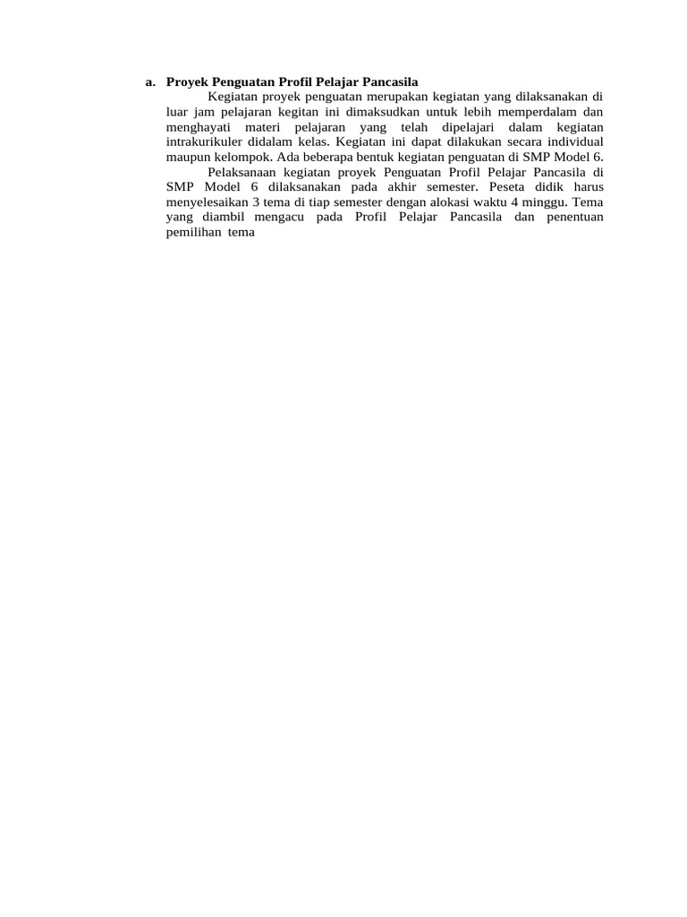 Proyek Penguatan Profil Pelajar Pancasila | PDF