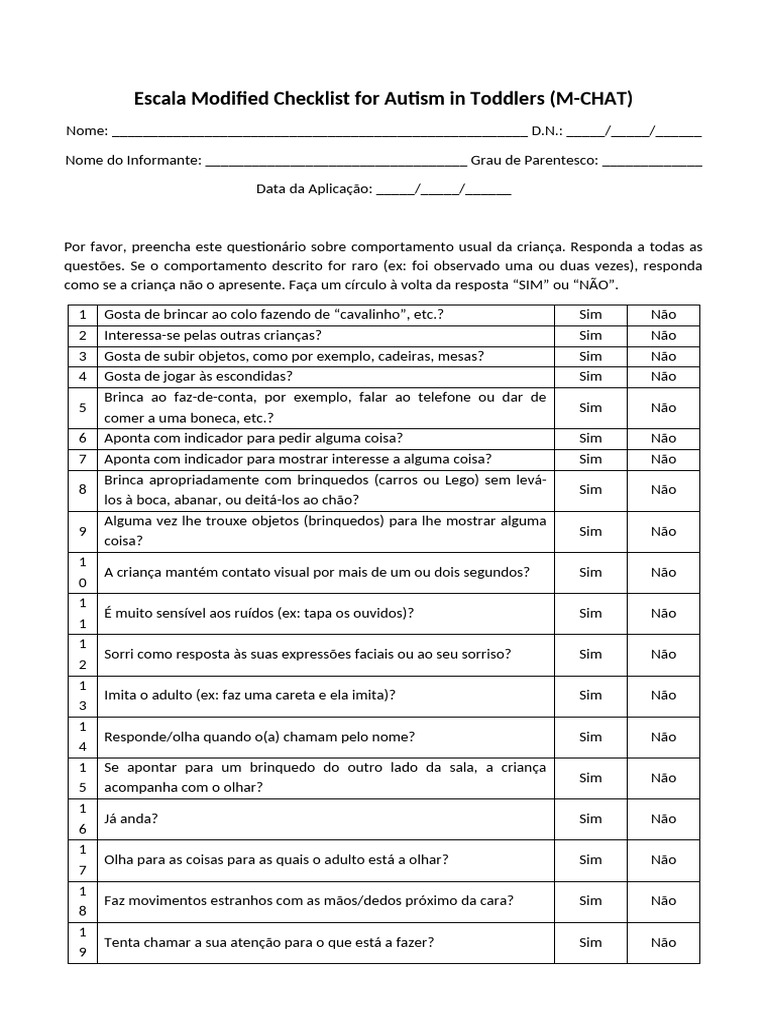 Escala (M-CHAT) | PDF