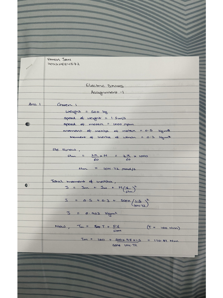 Electric Drives Assignment-1 | PDF