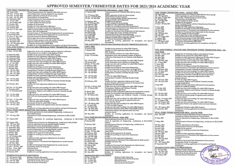 APPROVED SEMESTER DATES 2023-2024-Protected | PDF