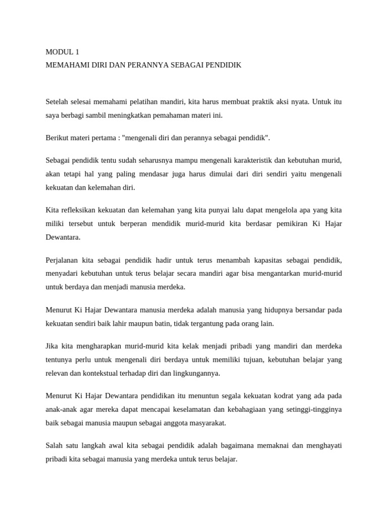 MODUL 1 Memahami Diri Dan Perannya Sebagai Pendidik | PDF