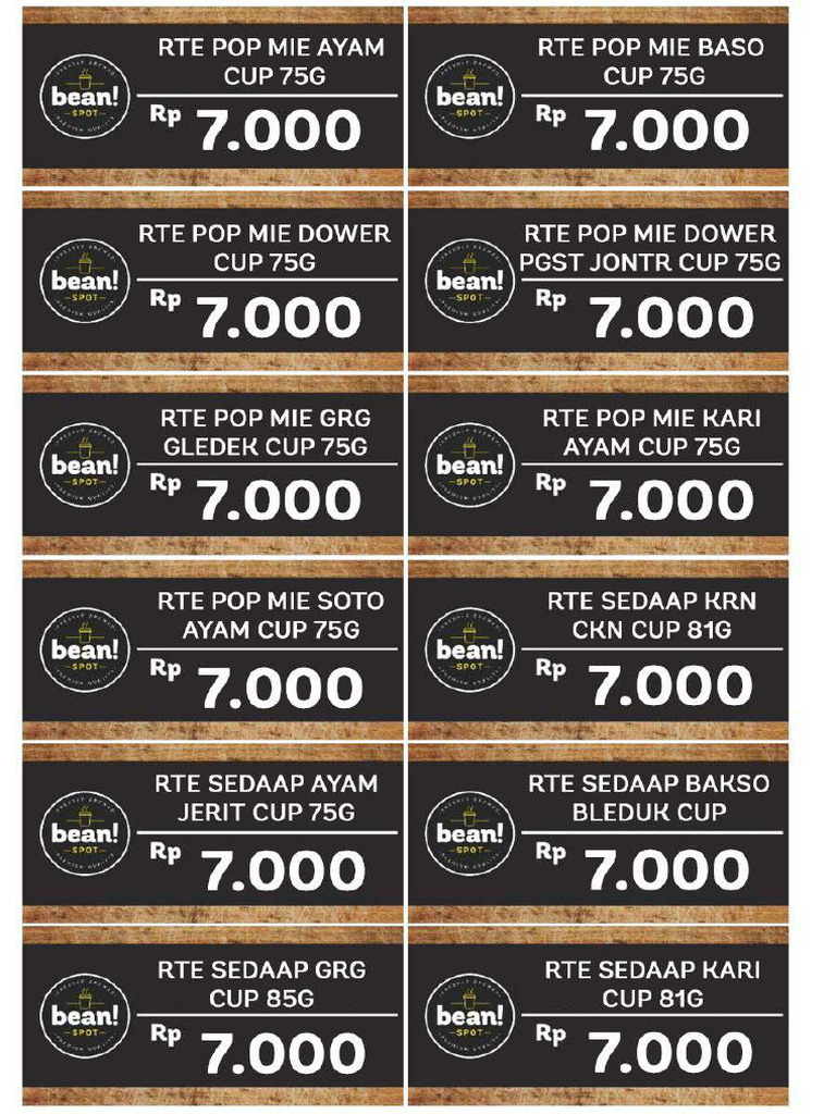 Label Price Rte | PDF