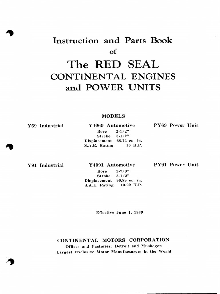 Continental Red Seal Engines Operations and Parts | PDF