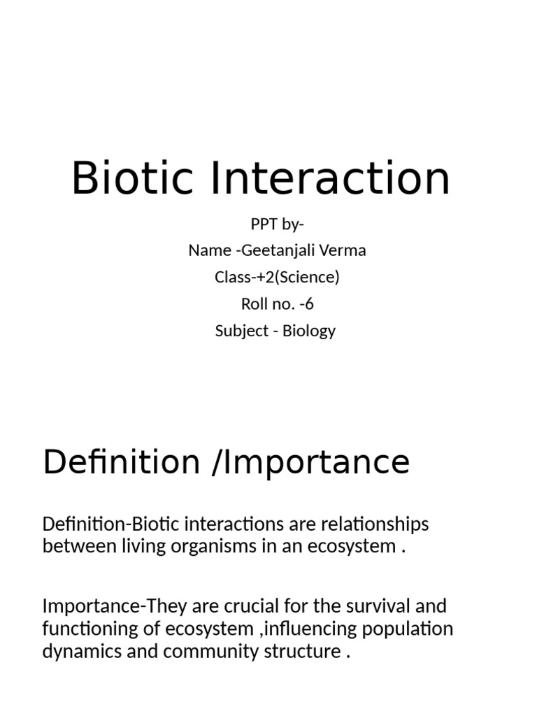 Biotic Interaction by Geetanjali | PDF