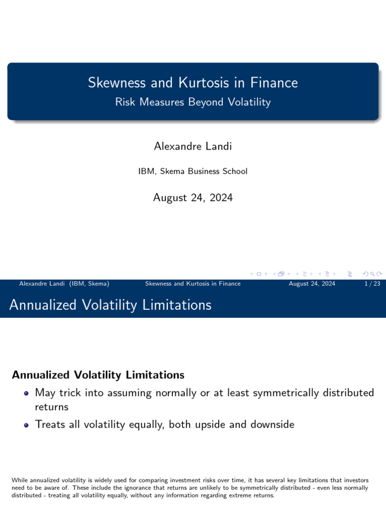 Skewness and Kurtosis in Finance 1724602850 | PDF