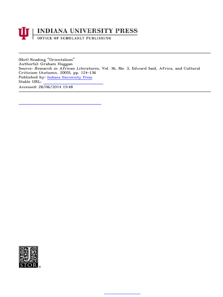 (Not) Reading Orientalism | PDF