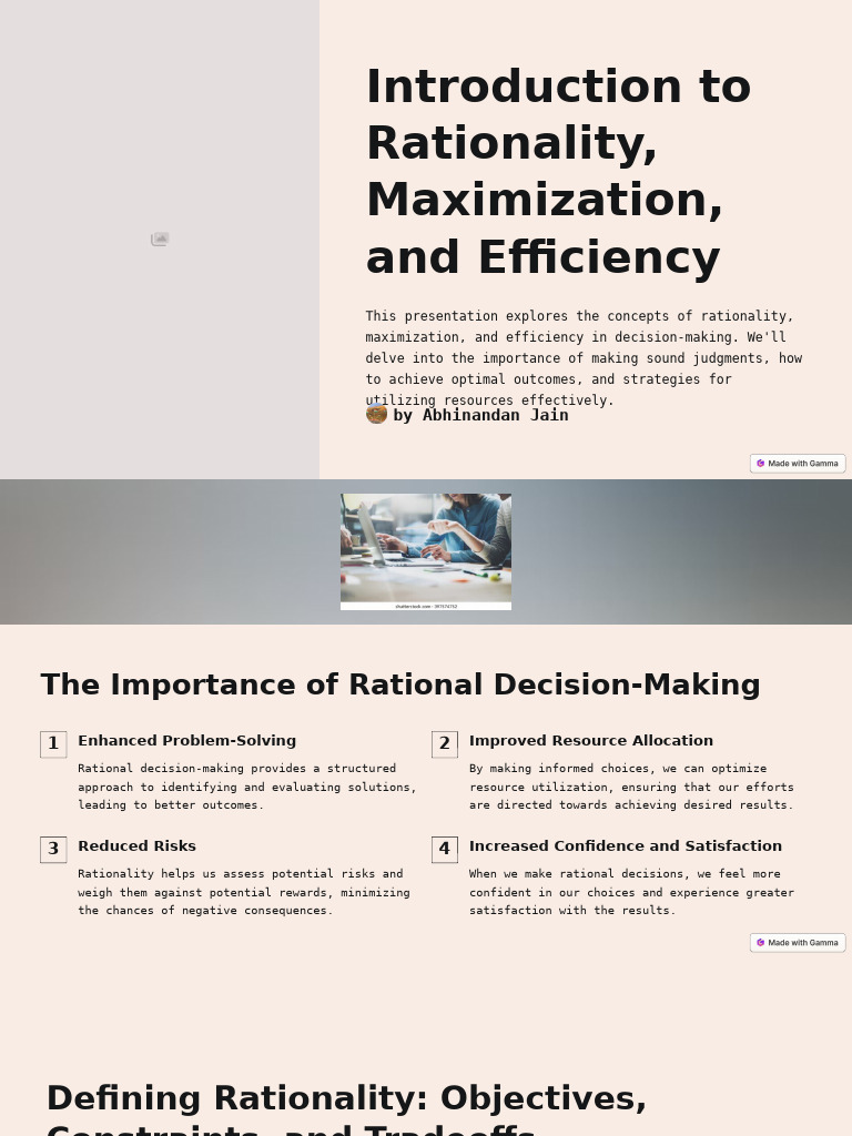 Introduction To Rationality Maximization and Efficiency | PDF