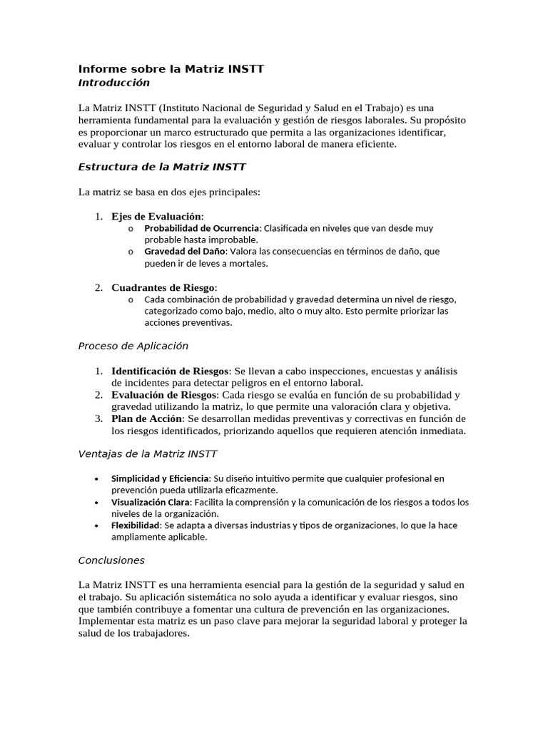 Matriz INSTT | PDF