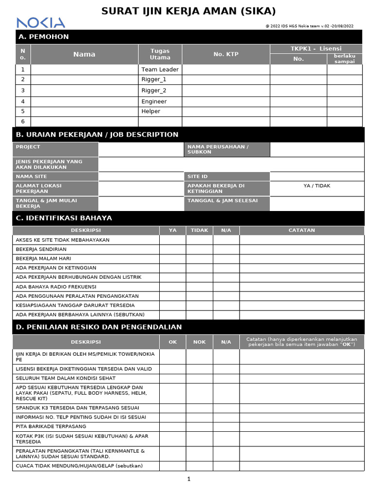 SIKA form offline 2022 | PDF
