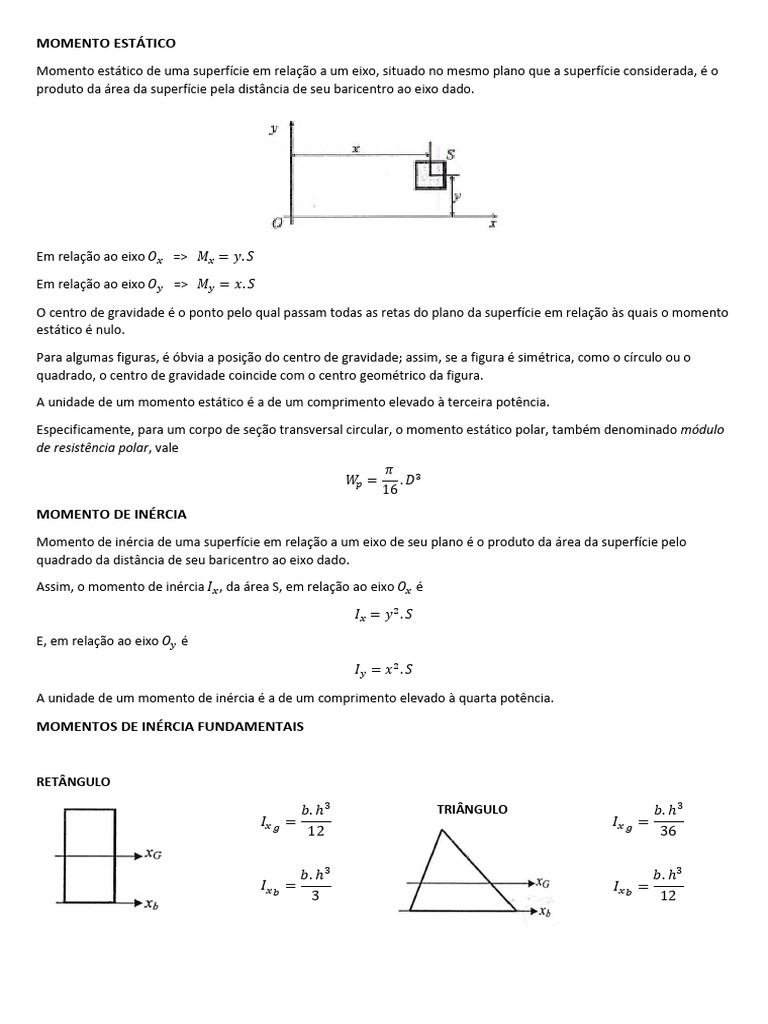 Momento Estático e Momento de Inércia | PDF