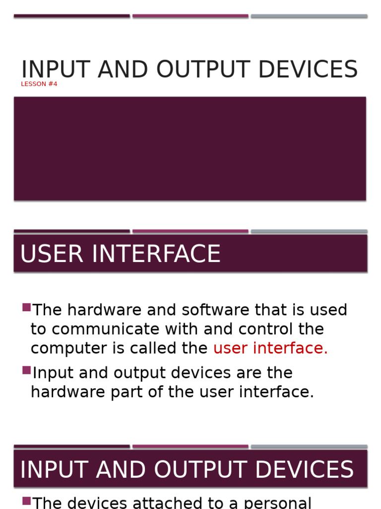 LESSON 4 Input and Output Devices 1 | PDF