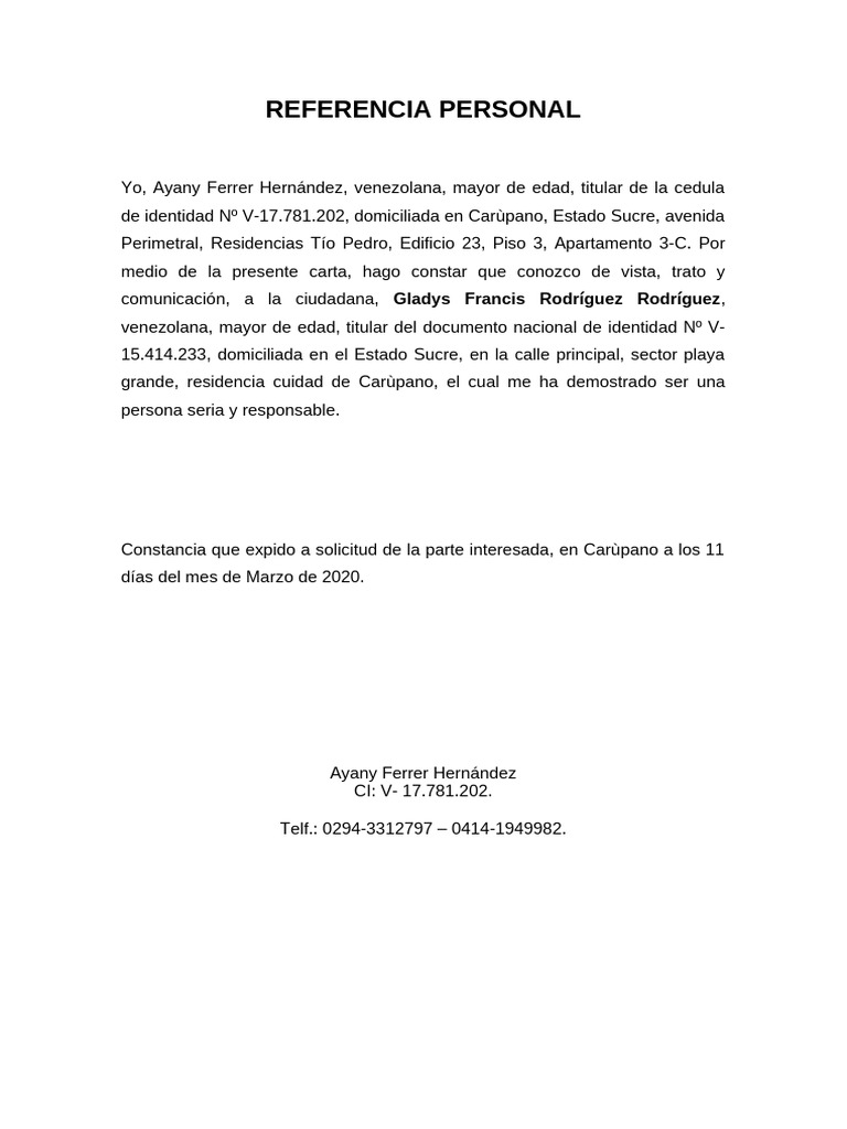 Referencia Personal | PDF